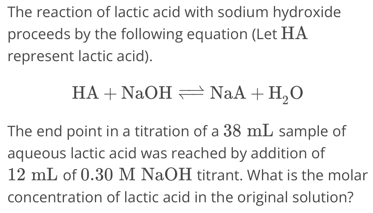Solved: The reaction of lactic acid with sodium hydroxide proceeds by ...