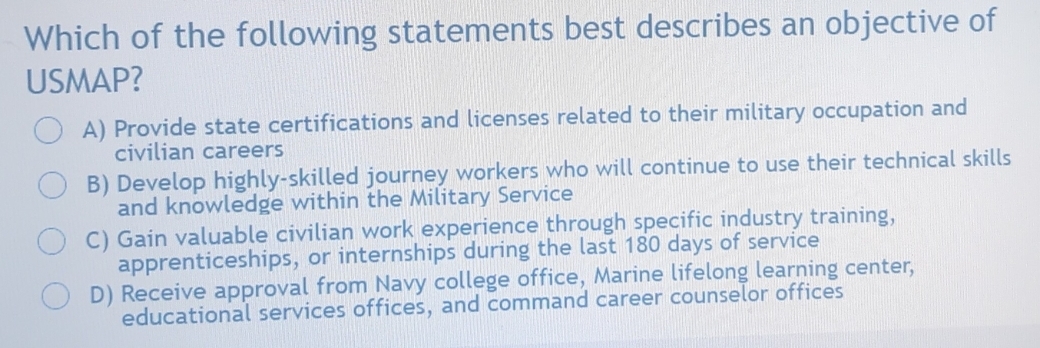 Solved: Which of the following statements best describes an objective ...