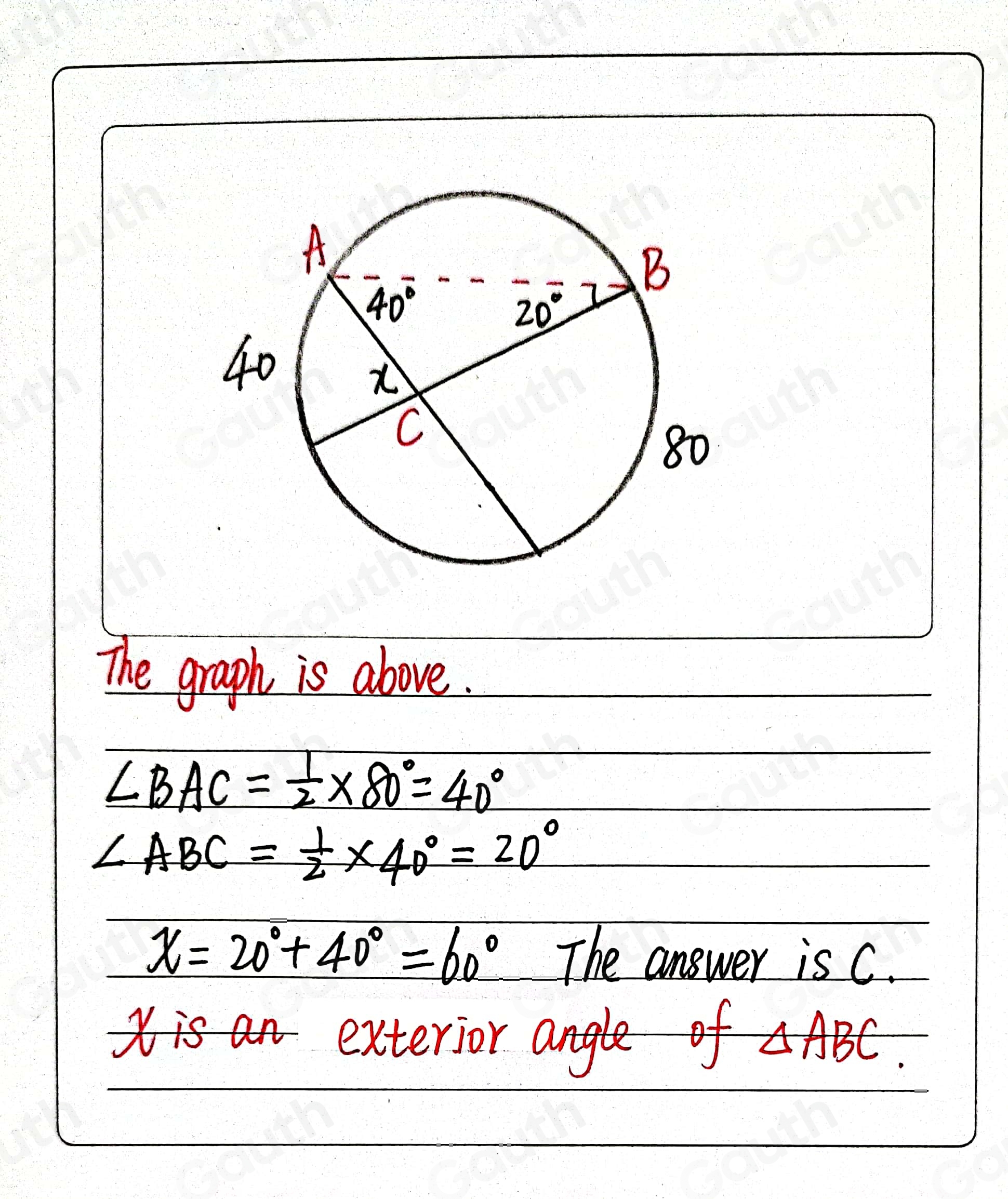 Solved: In the diagram, two chords intersect, forming a vertex in the ...
