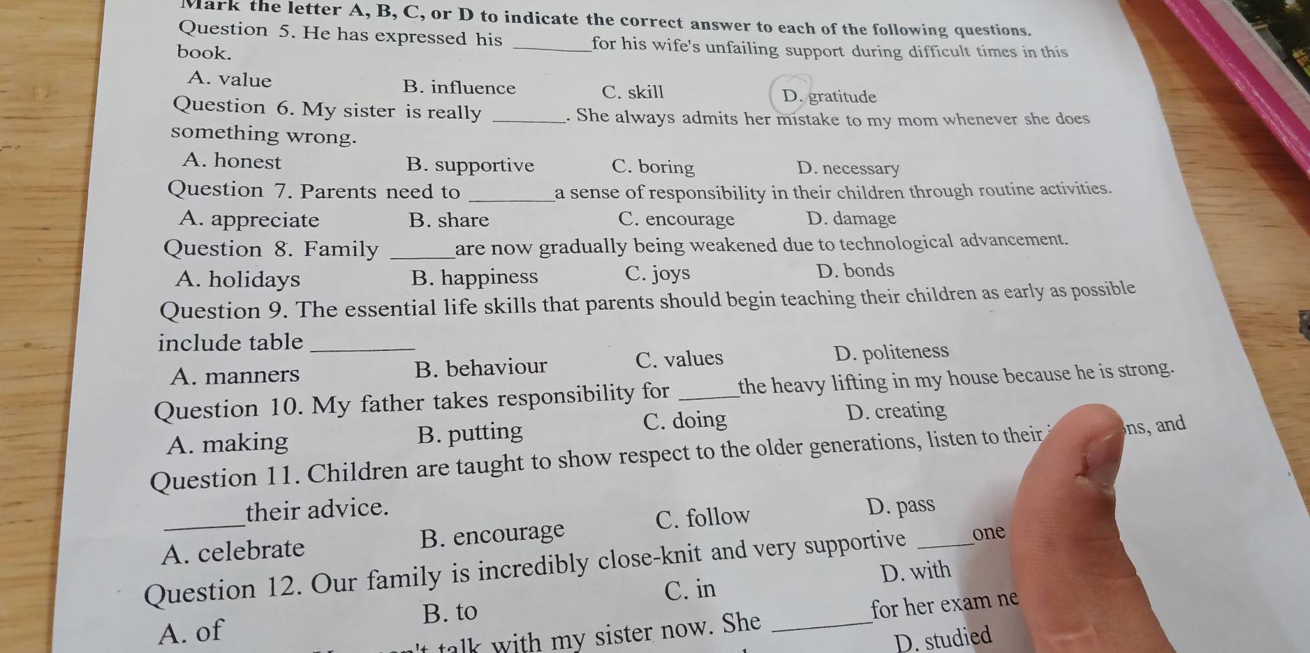 Giải quyết:Mark the letter A, B, C, or D to indicate the correct answer ...