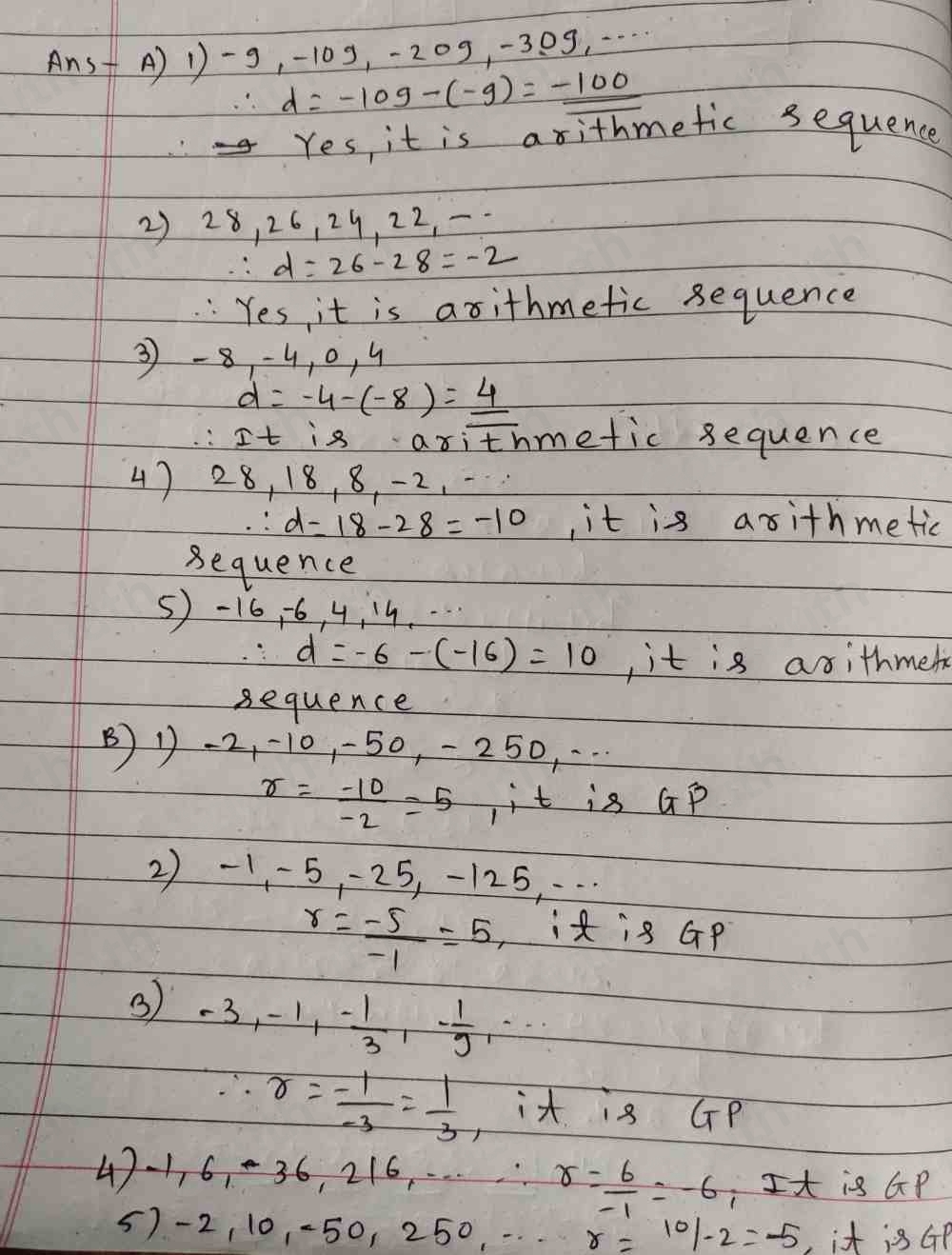 Solved: Determine if the given sequence is arithmetic. If it is, find ...