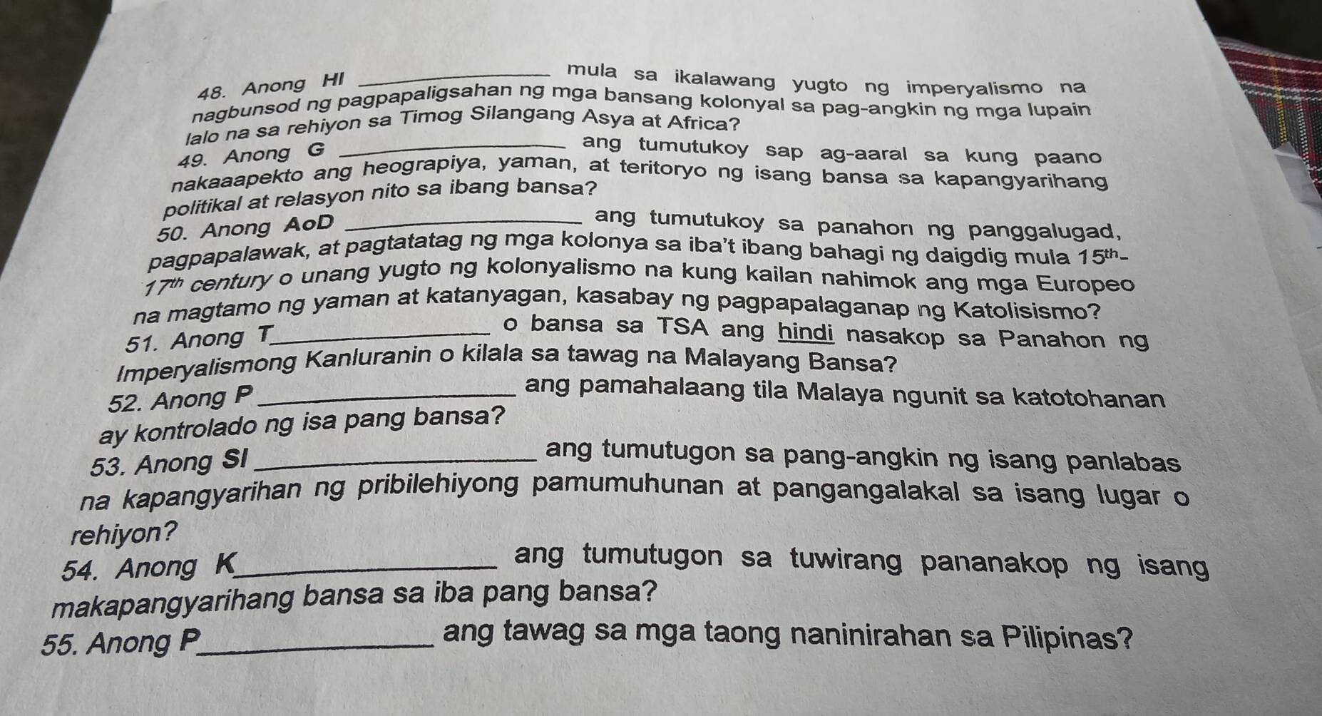 Solved: Anong HI _mula sa ikalawang yugto ng imperyalismo na nagbunsod ...