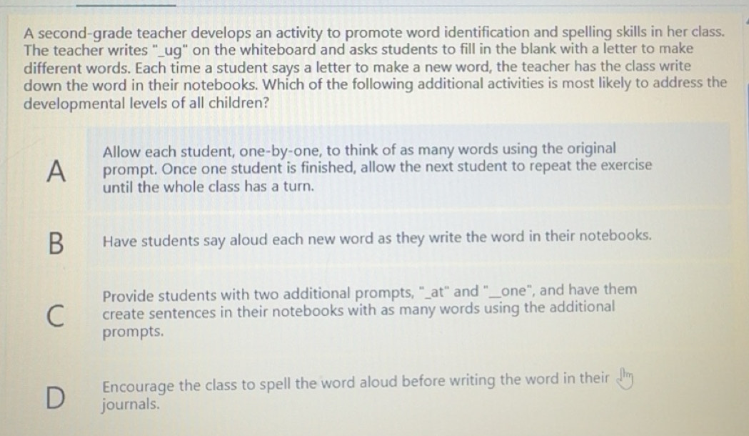 Solved: A second-grade teacher develops an activity to promote word ...