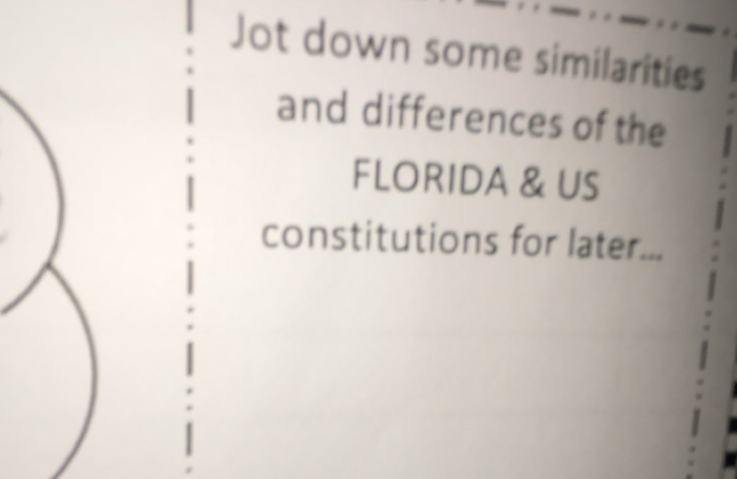 Solved: Jot down some similarities and differences of the FLORIDA & US constitutions for later ...