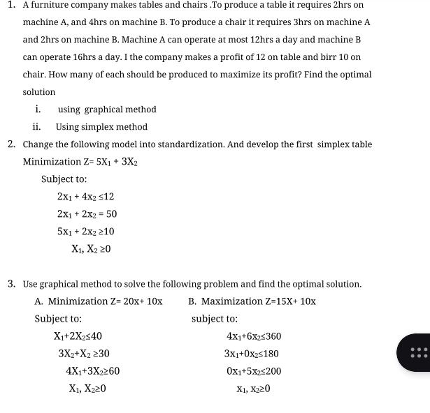 Résolu :A furniture company makes tables and chairs .To produce a table ...