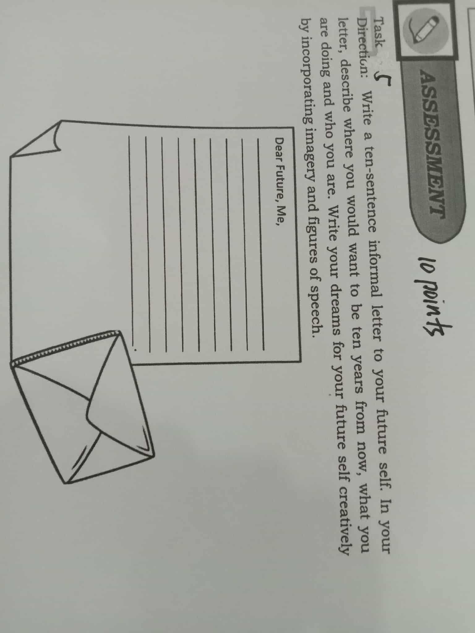 Solved: ASSESSMENT 10 points Task 5 Direction: Write a ten-sentence ...