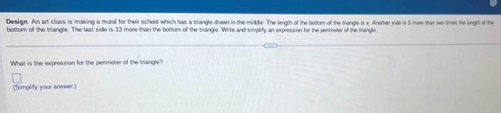 Solved: Design An art class is making a mural for their school which ...