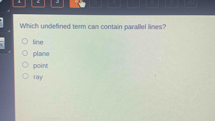 Solved: C 5 f E 1U Which undefined term can contain parallel lines ...