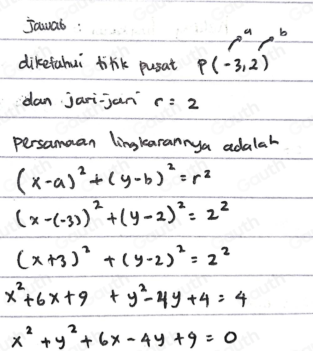Telah dijawab:Persamaan Lingkaran berpusat di titik P menyinggung sumbu ...