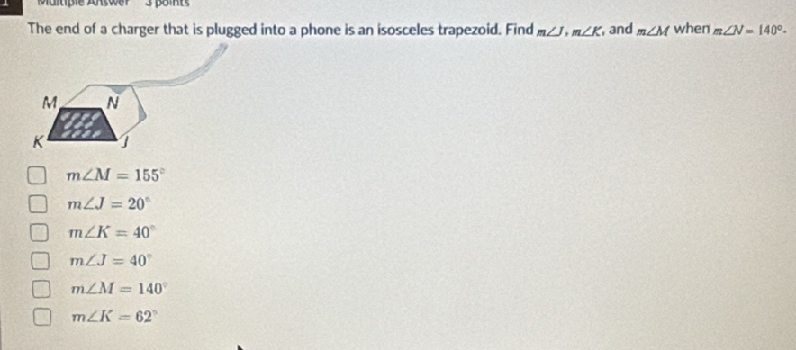 Solved: The end of a charger that is plugged into a phone is an ...