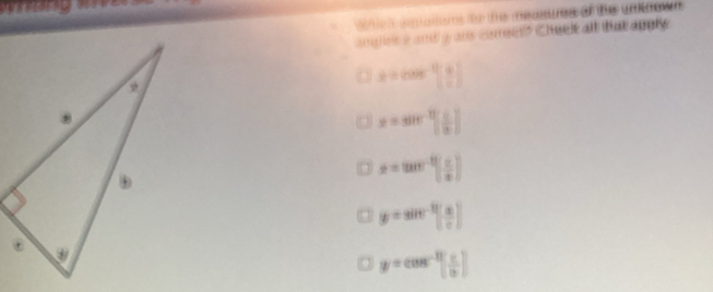 Solved: sen aste me ifo th e meaee of the un rowm angles e and y ans ...