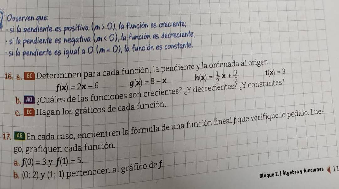 Solved: (m>0) , la función es creciente; (m