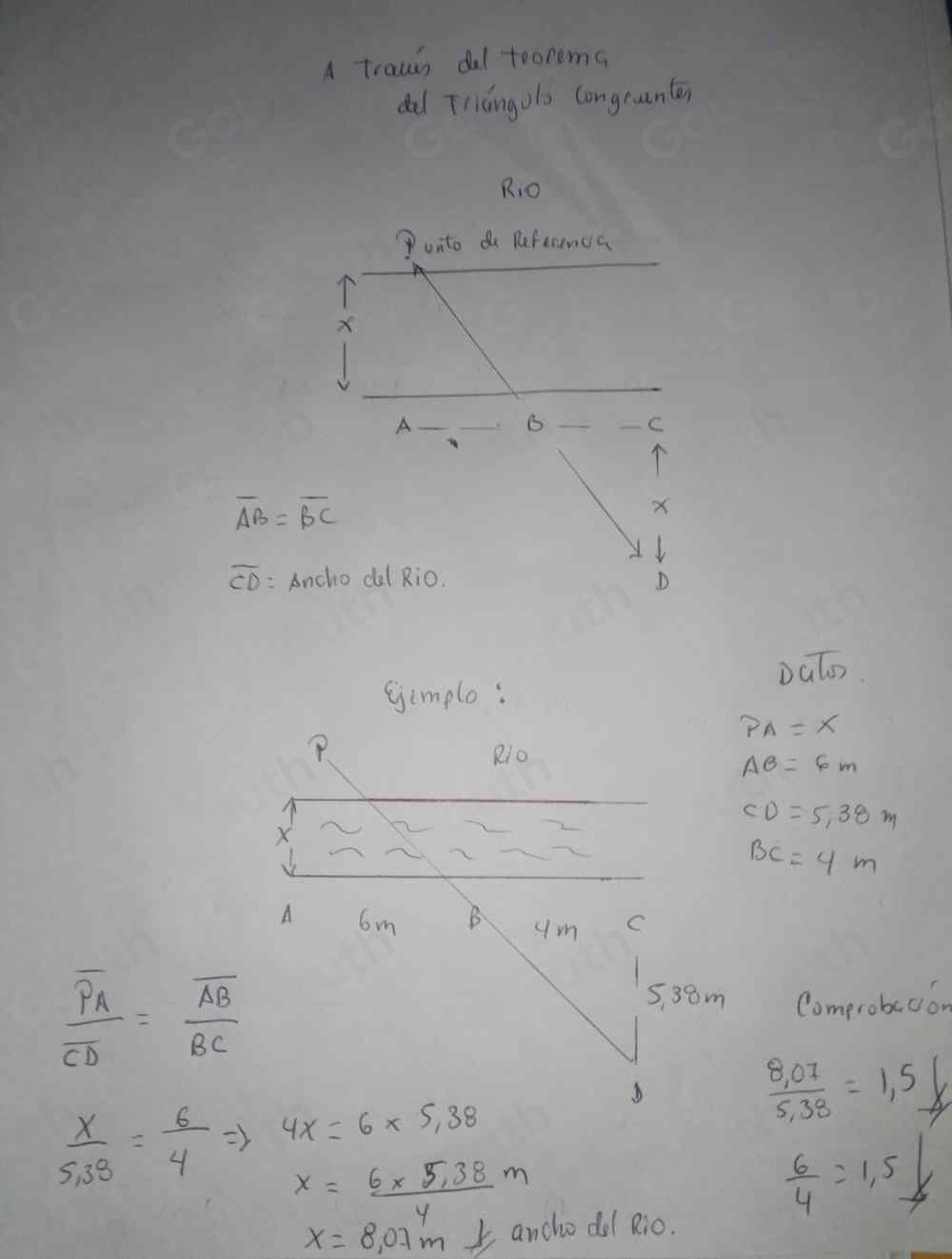 Resuelto:Una persona quiere medir el ancho de un río y eligió un punto de referencia del otro lado