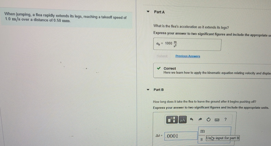 Solved: When jumping, a flea rapidly extends its legs, reaching a ...