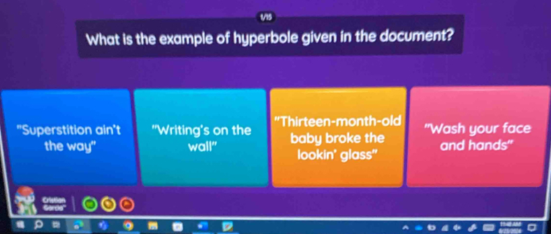 Solved: Vis What is the example of hyperbole given in the document ...