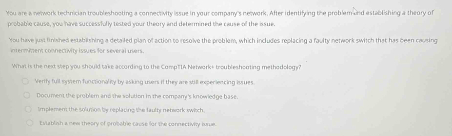 Solved: You are a network technician troubleshooting a connectivity ...