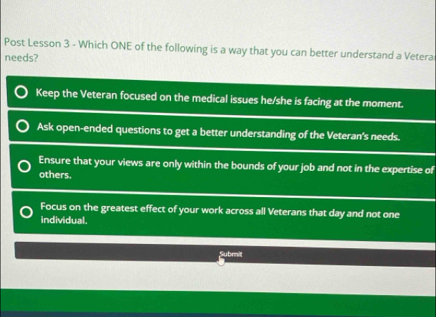 Solved: Post Lesson 3 - Which ONE of the following is a way that you ...