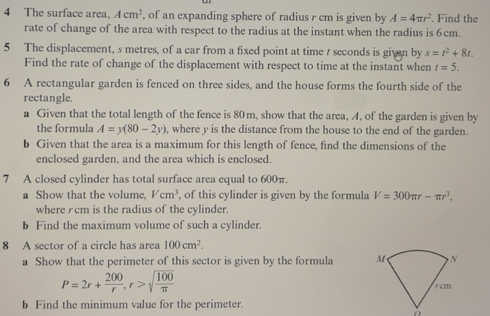 Solved: The surface area, Acm^2 , of an expanding sphere of radius r cm ...