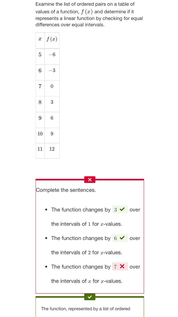 Solved: Examine the list of ordered pairs on a table of values of a function, f(x) and determine ...