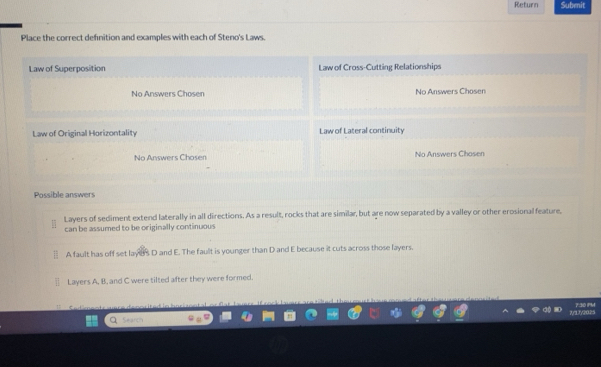 Solved: Return Subenit Law of Superposition Law of Cross-Cutting ...