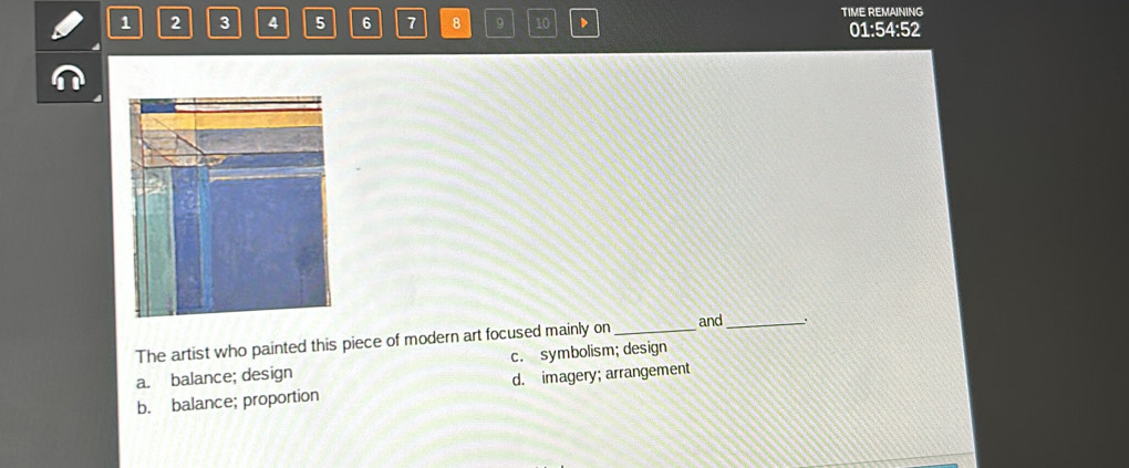 Solved: 1 2 3 4 5 6 7 8 9 10 、 TIME REMAINING 01:54:52 The artist who ...