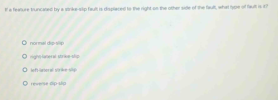Solved: If a feature truncated by a strike-slip fault is displaced to ...