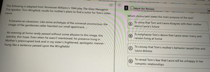 Solved: The following is adapted from Tennessee Williams's 1944 play ...