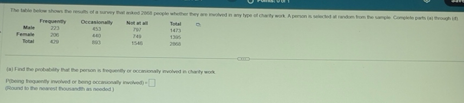 Solved: The table below shows the results of a survey that asked 2868 ...