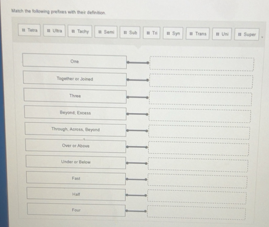 Solved: Match the following prefixes with their definition. 1 Tetra ...