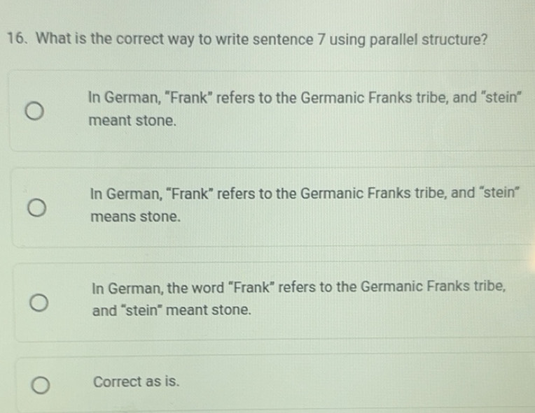 Solved: What is the correct way to write sentence 7 using parallel ...