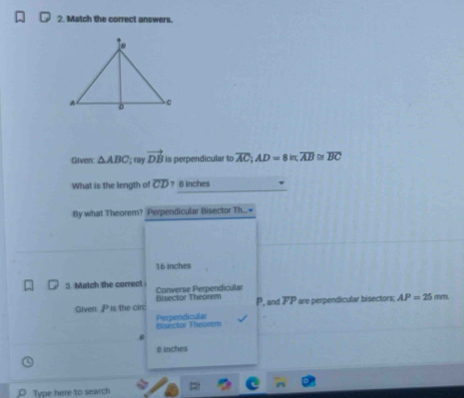 Solved: Match the correct answers. Given: ABC; ray vector DB is ...
