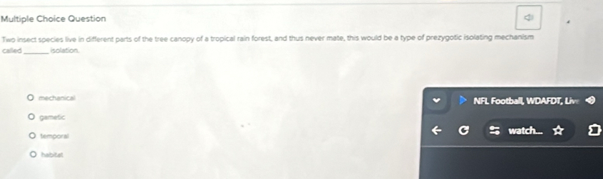 Solved: Question Two insect species live in different parts of the tree ...
