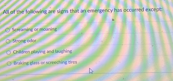 Solved: All of the following are signs that an emergency has occurred ...