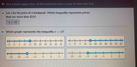 At a school supply store, all the backpacks have a price of more than ...