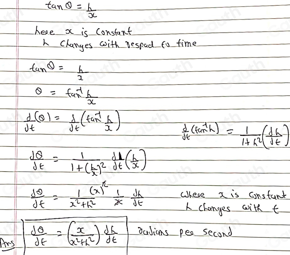 Solved: A right triangle has base x feet and height h feet, where x is ...