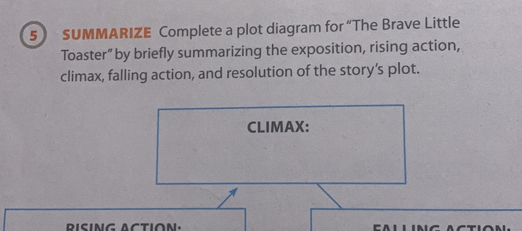 Solved: SUMMARIZE Complete a plot diagram for “The Brave Little Toaster” by briefly summarizing ...
