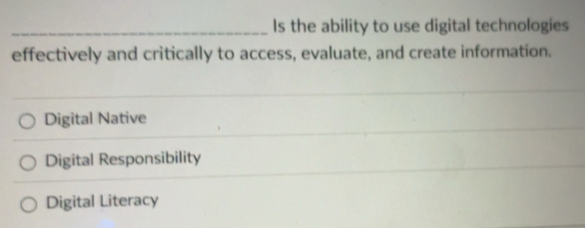 Solved: Is the ability to use digital technologies effectively and ...