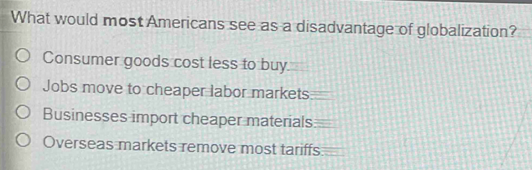 Solved: What would most Americans see as a disadvantage of ...