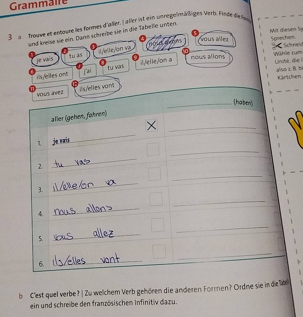 Gelöst:Grammaire 3 a Trouve et entoure les formes d'aller. | aller ist ...