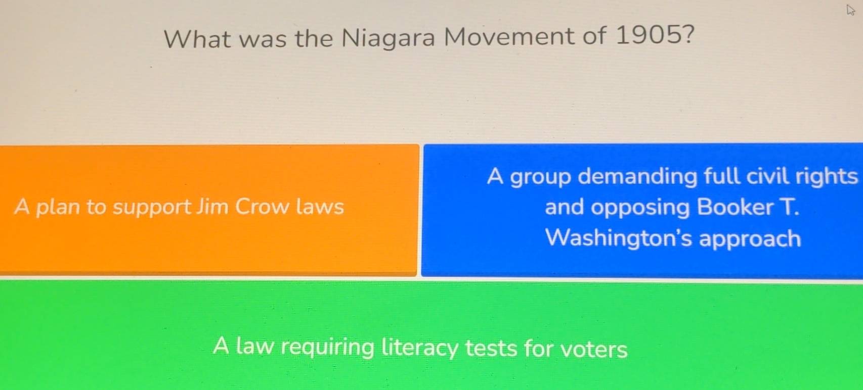 Solved: What was the Niagara Movement of 1905? A group demanding full ...