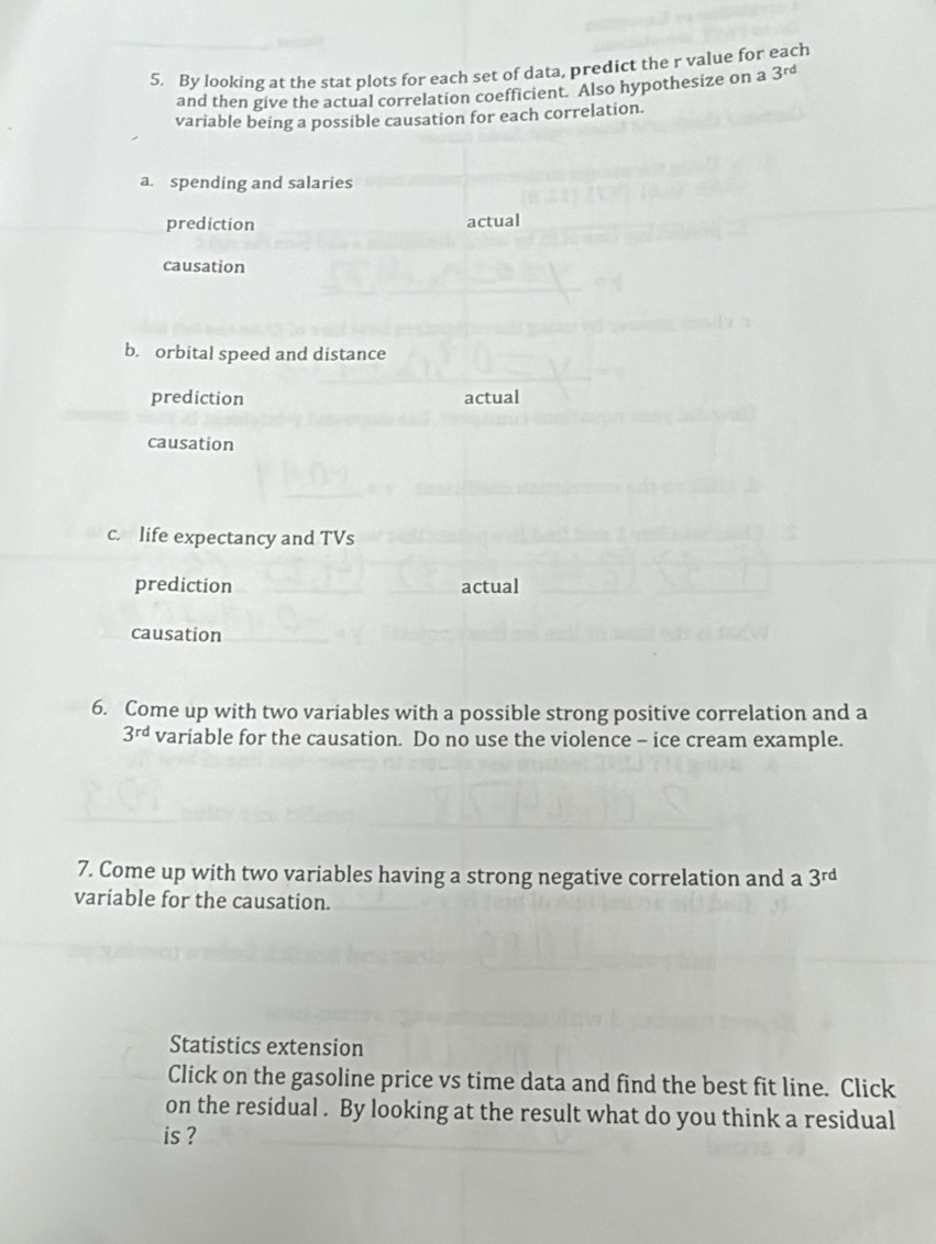 Solved: By looking at the stat plots for each set of data, predict the ...