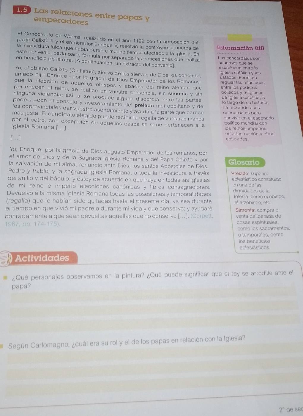 Resuelto:150 Las relaciones entre papas y emperadores El Concordato de ...