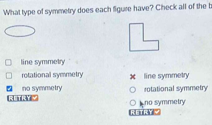 Solved: What type of symmetry does each figure have? Check all of the b ...