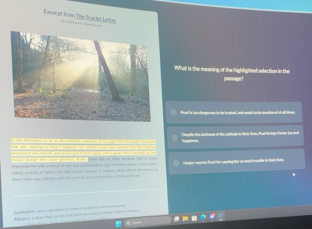 Gelöst:Excerpt from The Scarlet Letter by Nathaniel Hawthorne What is ...