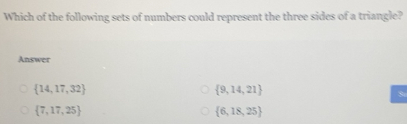 Solved: Which of the following sets of numbers could represent the ...