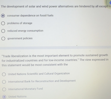 Solved: The development of solar and wind power alternatives are ...