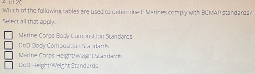 Solved: of 26 Which of the following tables are used to determine if ...