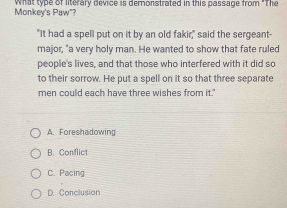 Solved: What type of literary device is demonstrated in this passage ...