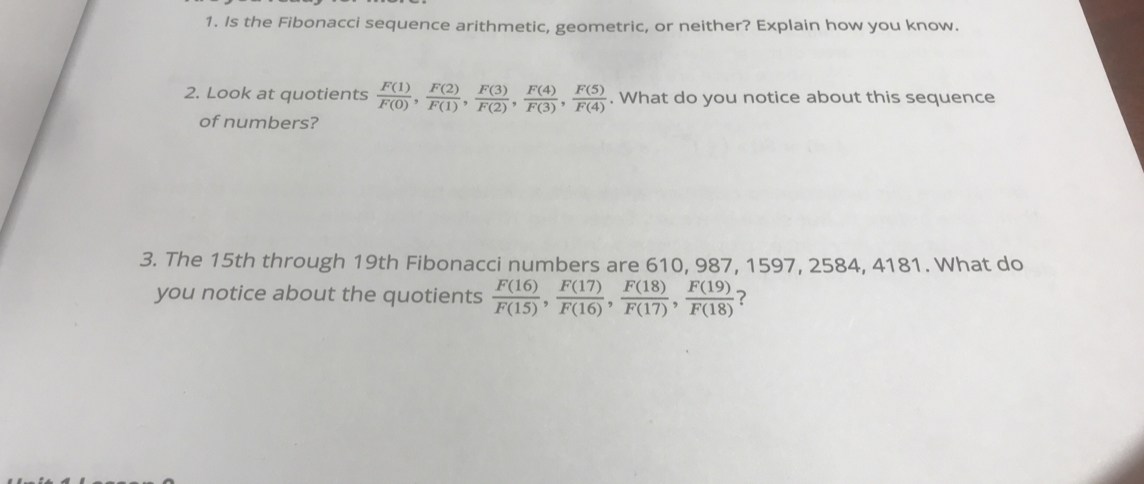 Solved: Is the Fibonacci sequence arithmetic, geometric, or neither ...