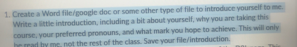 Solved: Create a Word file/google doc or some other type of file to ...